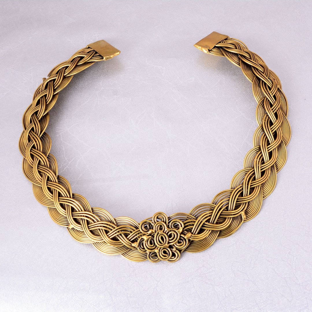 Braided Torque Choker Viking Choker Brass Color Tribal - Etsy