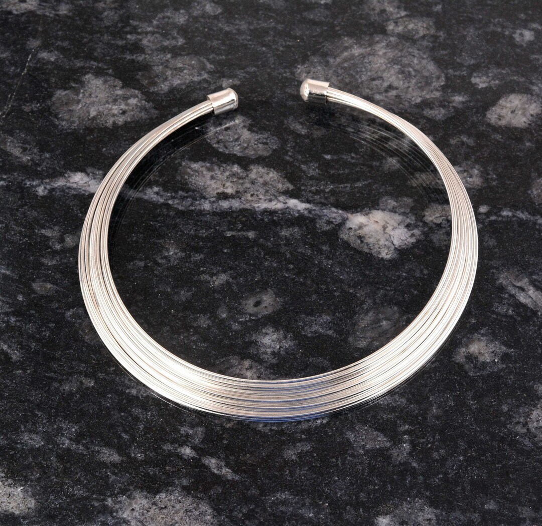 Silver Neck Cuff, Simple Wire Necklace, Silver Rigid Choker, African ...