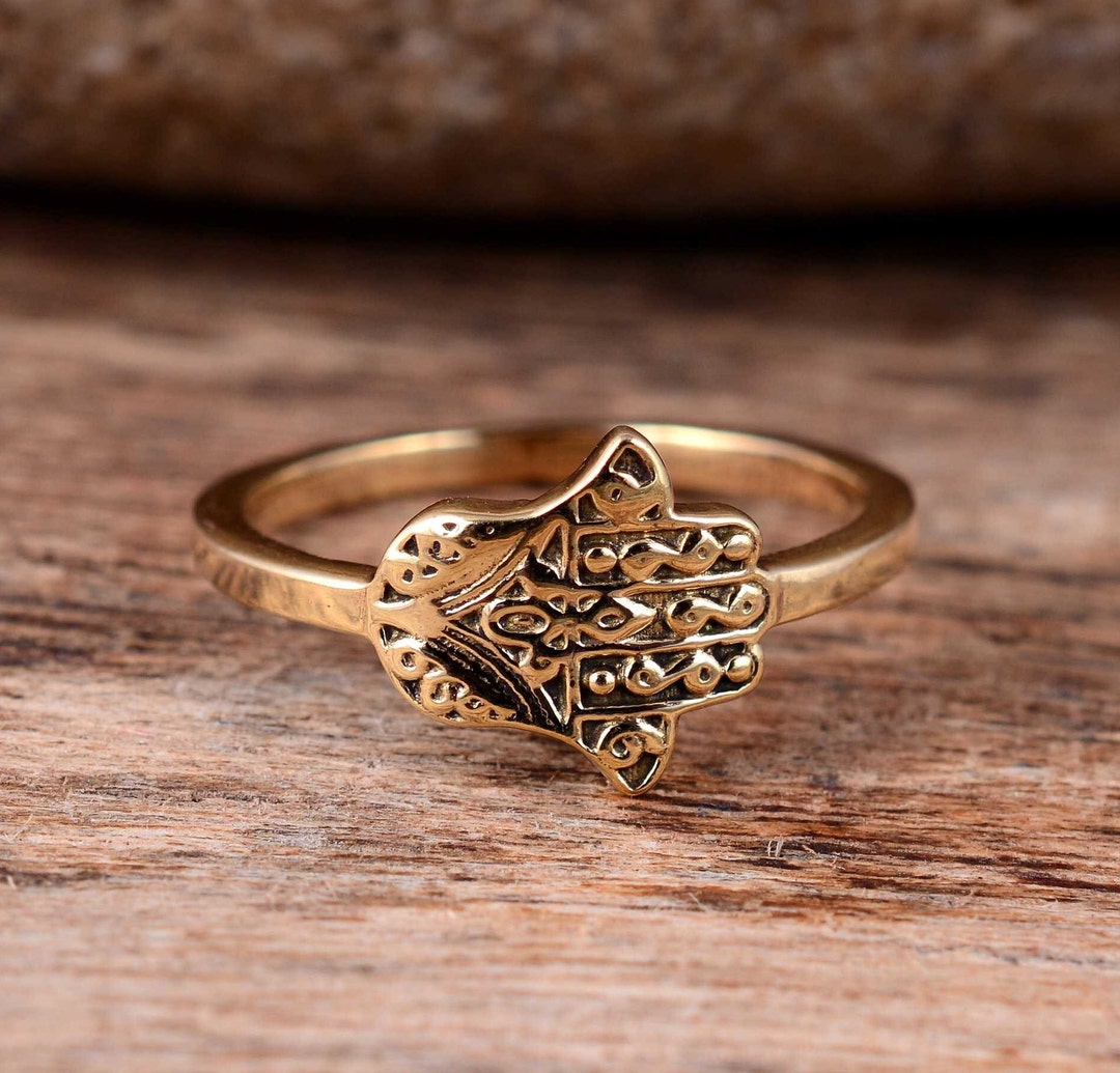 Gold Hamsa Ring, Fatima Hand Ring, Graduation Gift, Confirmation Gift ...