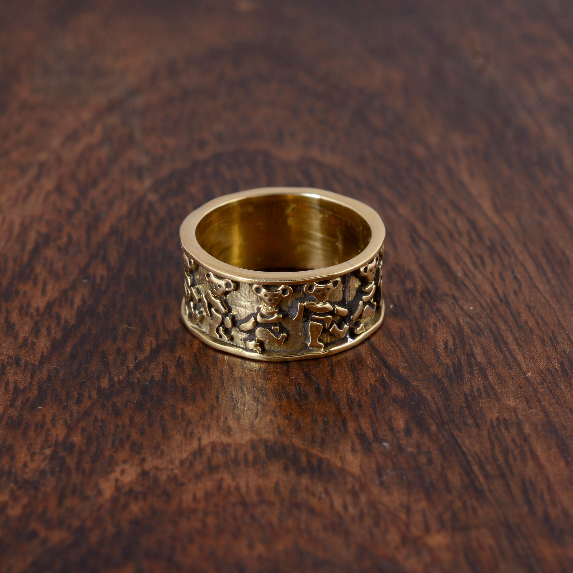 Dancing Teddy Bear Gold Ring Dainty Ring Band Ring Bear | Etsy