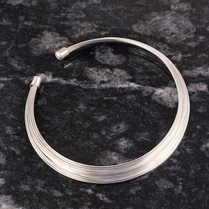 Silver Neck Cuff, Simple Wire Necklace, Silver Rigid Choker, African ...
