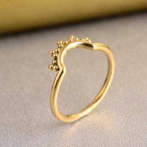 Curve Ring, Minimalist Band, Beaded Ring, Gold Curve, Dainty Ring ...