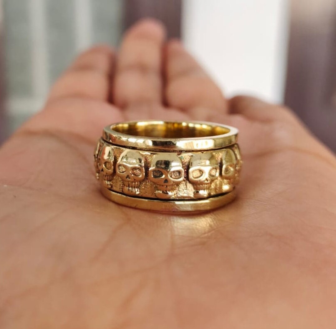 Sugar Skull Ring, Spinner Skull Ring, Day of the Dead Ring, Day of the ...