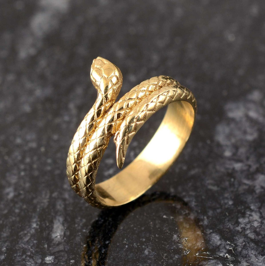 Gold Snake Ring, Serpent Ring, Textured Ring, Serpentine Style, Cute ...