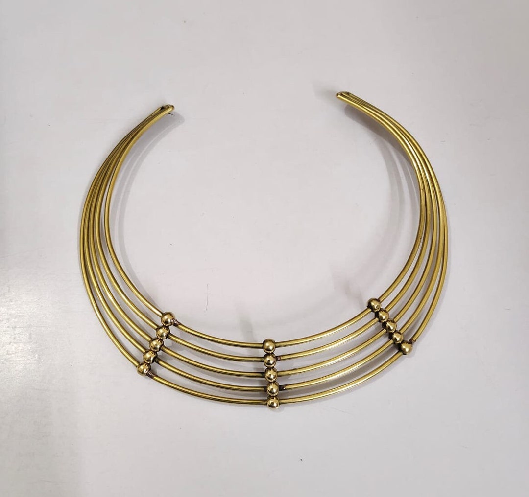 Beaded Multiple Wire Choker,flexible Tribal Brass Choker,ethnic Brass ...