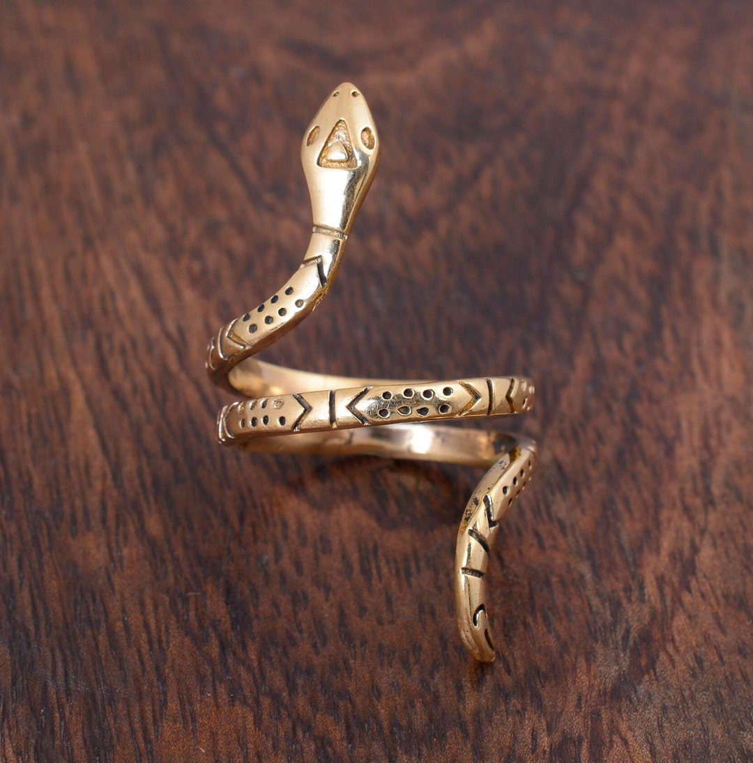 Gold Plated Snake Ring, Open Snake Ring, Gold Snake Ring, Adjustable ...