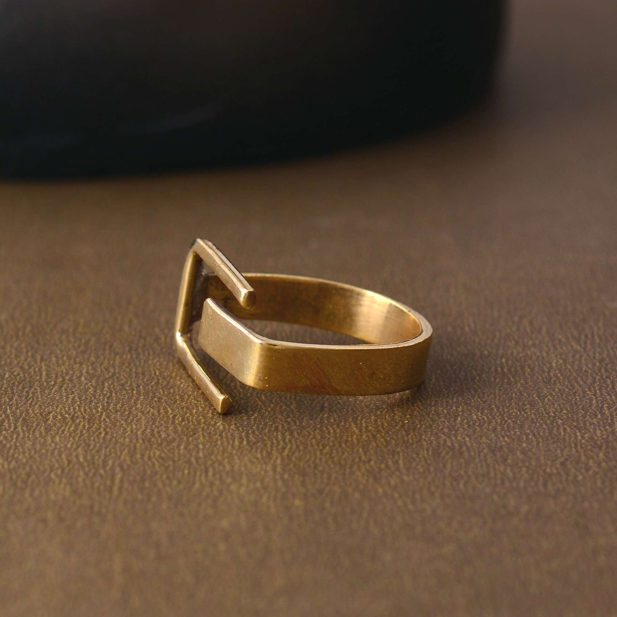 Geometric Ring Brass Ring Square Ring Minimalist Ring - Etsy