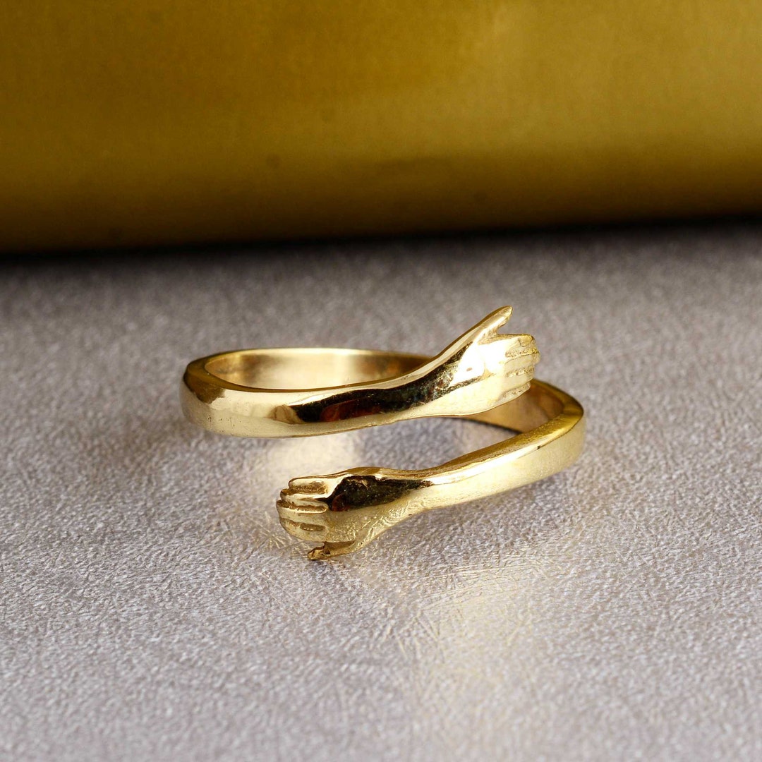 Couple Ring, Hands Ring, Hug Ring, Hand Hug Ring, Hug Ring Gold ...