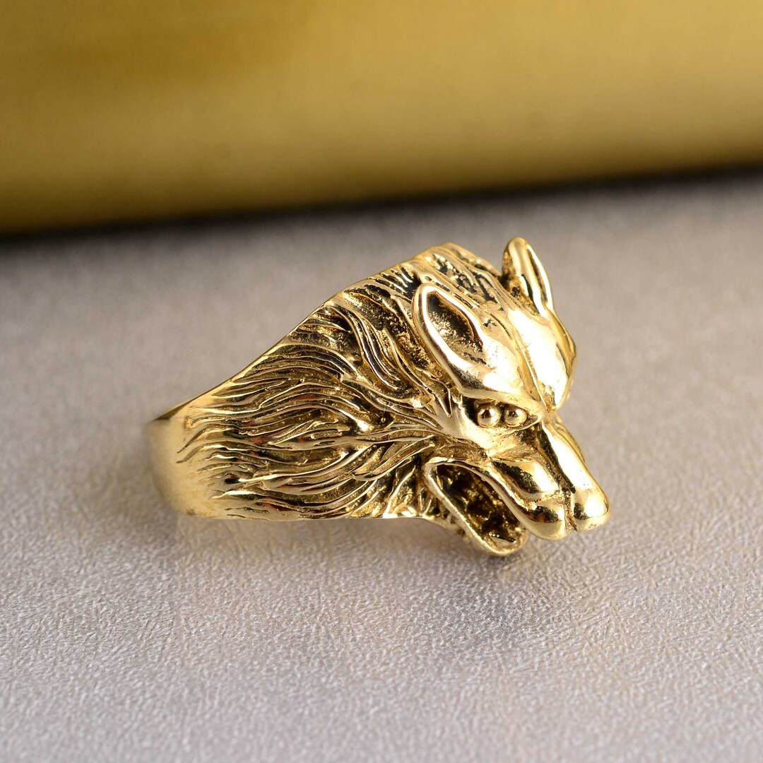 Wild Wolf Signet Ring for Men's, Charming Shiny Wolf Head Gift for ...