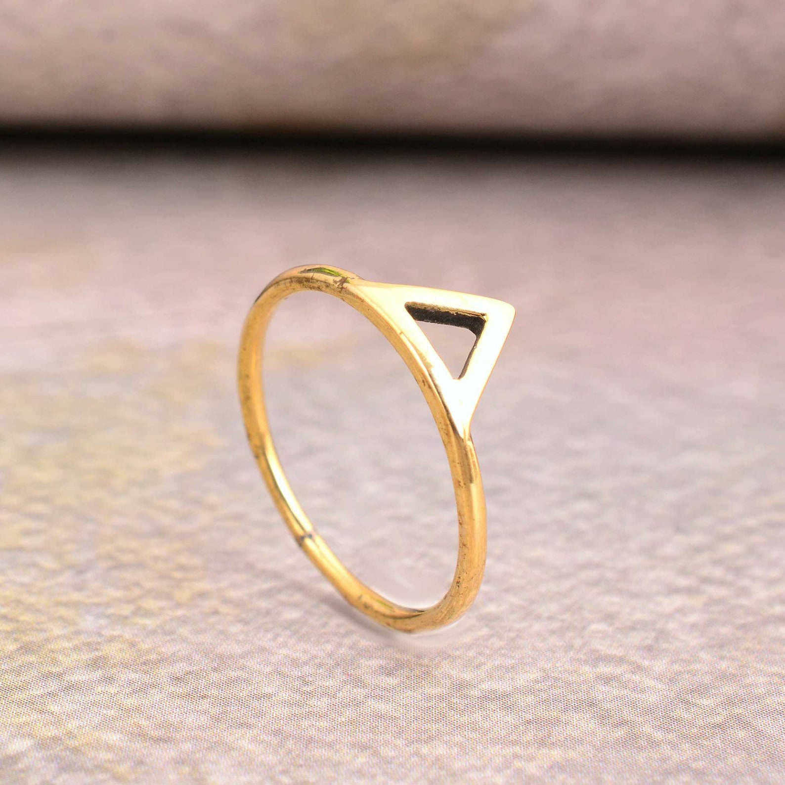 Dainty Gold Triangle Ring: Minimalist Stackable Jewelry - Etsy