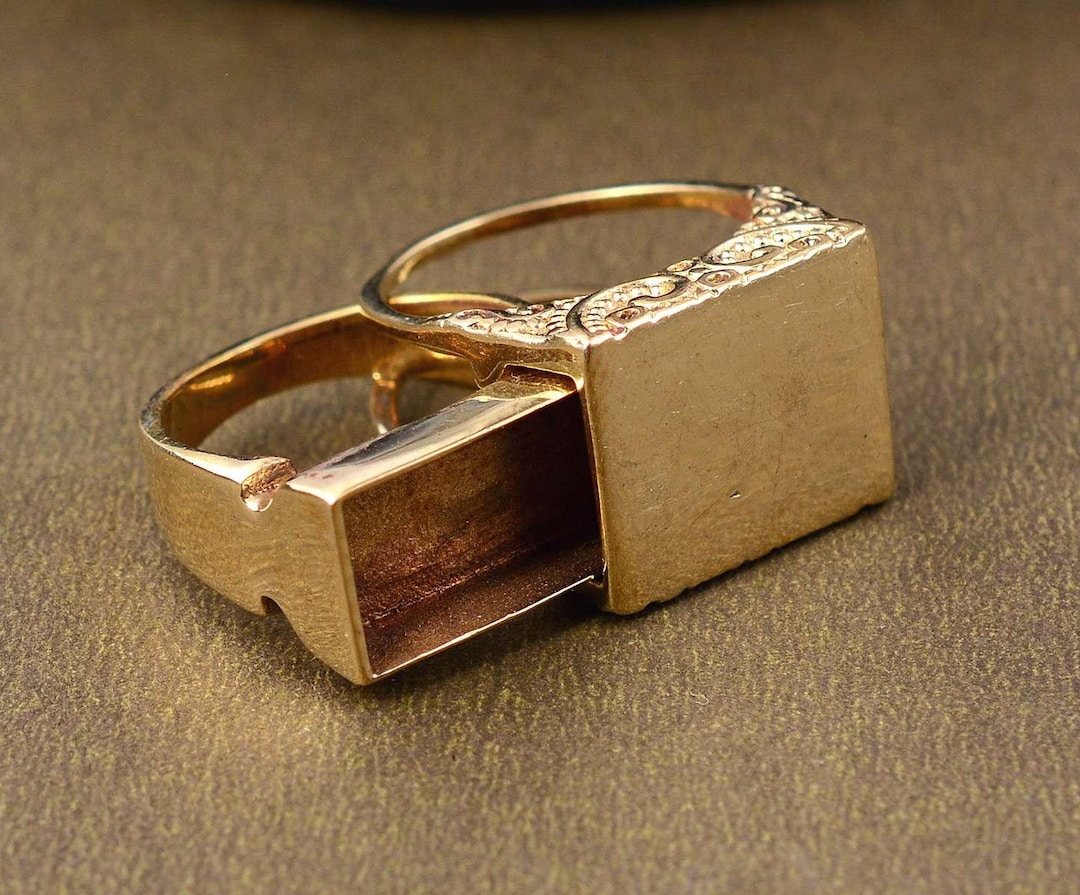 Buy Secret Compartment Ring, Handmade Poison Ring, Signet Pill Ring ...