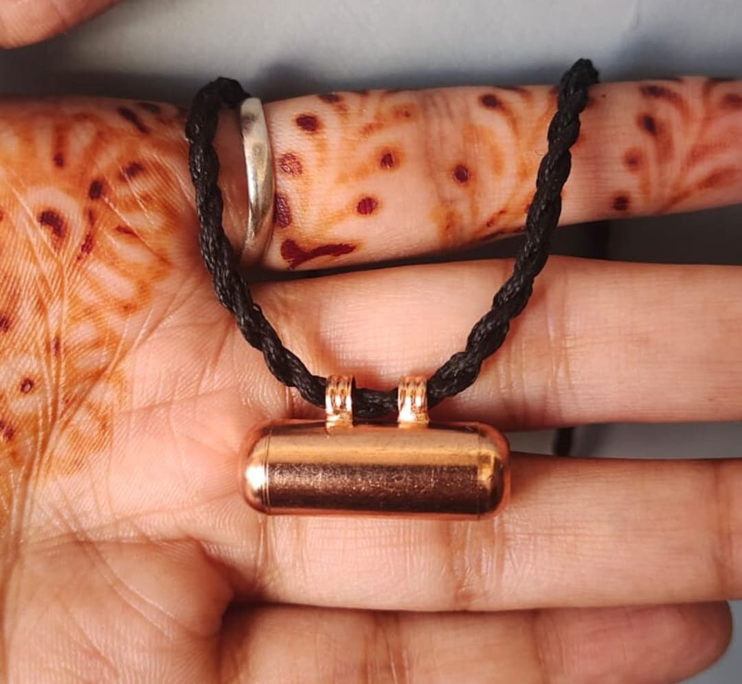 Brass Taweez With Black Thread, Brass Locket Pendant, Brass Kavach ...