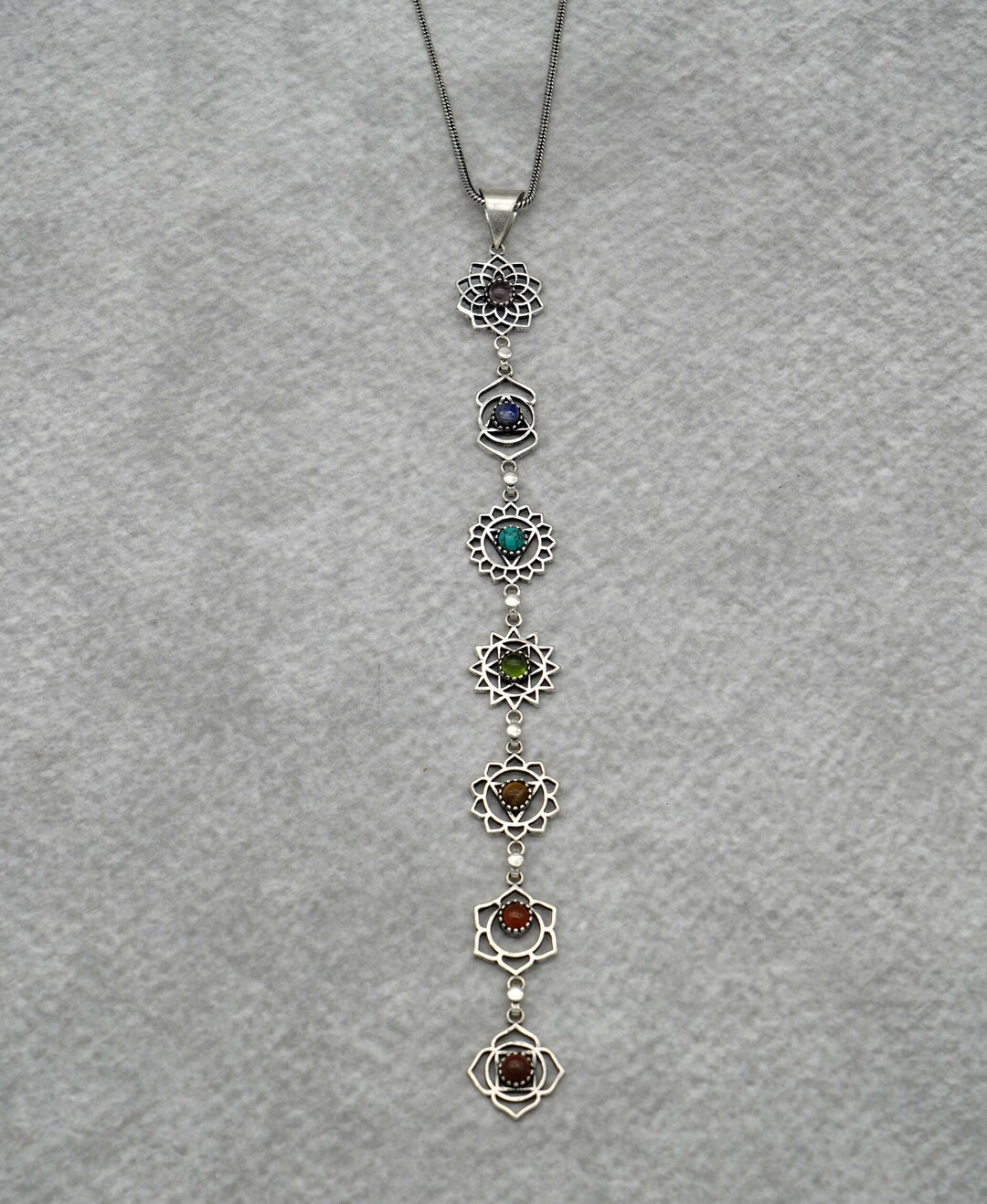 Chakra Stone Pendant , Karma Necklace , Dainty Necklace Silver ...