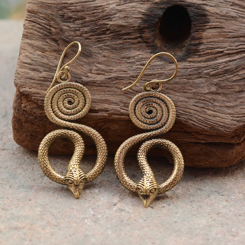 Gold Snake Earrings - Etsy