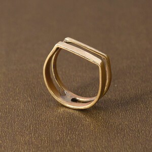 Double Bar Ring, Modern Ring, Statement Ring, Minimal Ring, 2 Line Ring ...