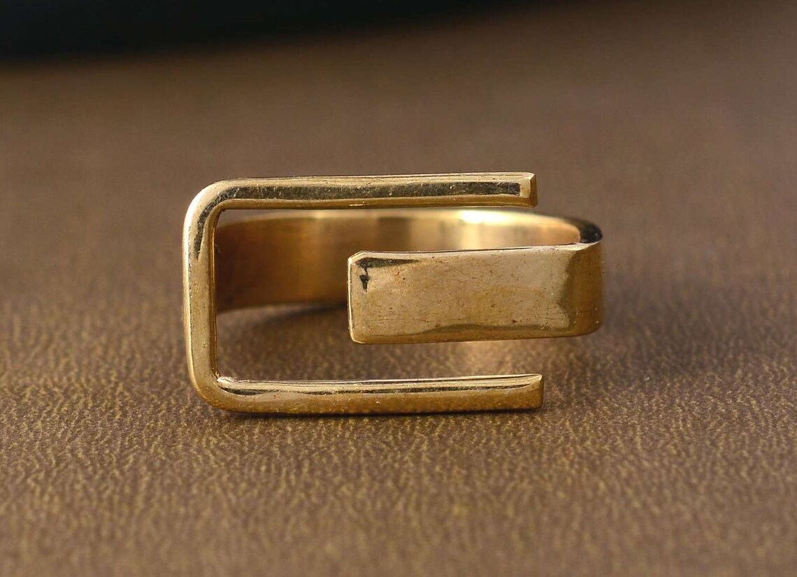 Geometric Ring Brass Ring Square Ring Minimalist Ring - Etsy
