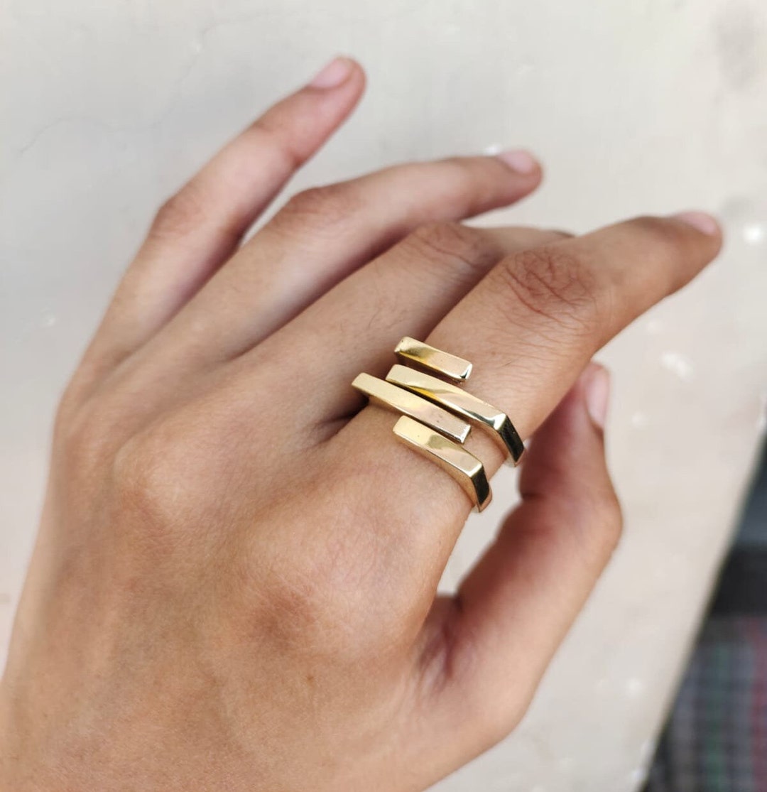 Gold Bar Ring: Modern Geometric Statement Ring - Etsy
