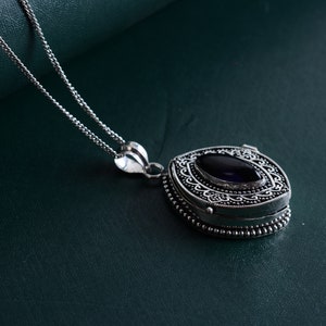 Obsidian Necklace, Poison Locket, Pillbox Necklace, Healing Crystal ...