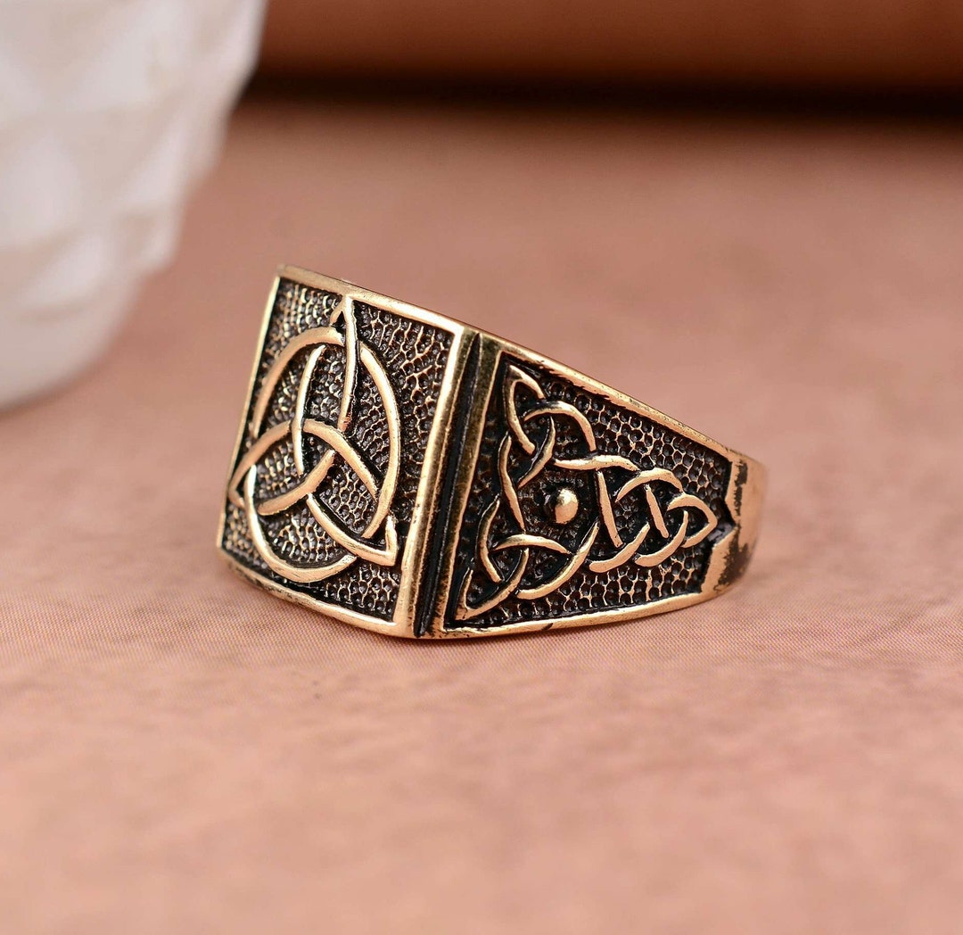 Celtic Knot Signet Ring, Celtic Ring, Celtic Knot Ring, Oxidized Square ...