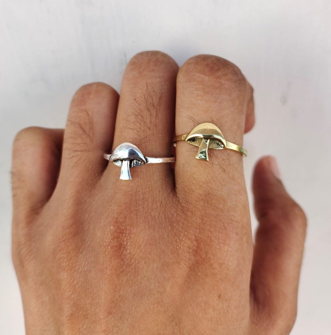 Mushroom Ring, Handmade Dainty Mushroom Jewellery, Gold Mushroom Ring ...