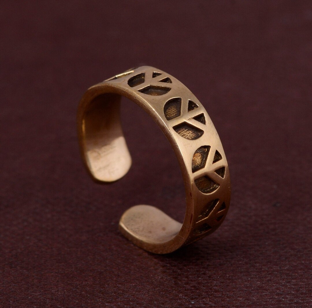 Peace Sign Toe Ring, Peace Sign Midi Ring, Gold Peace Sign Toe Ring ...