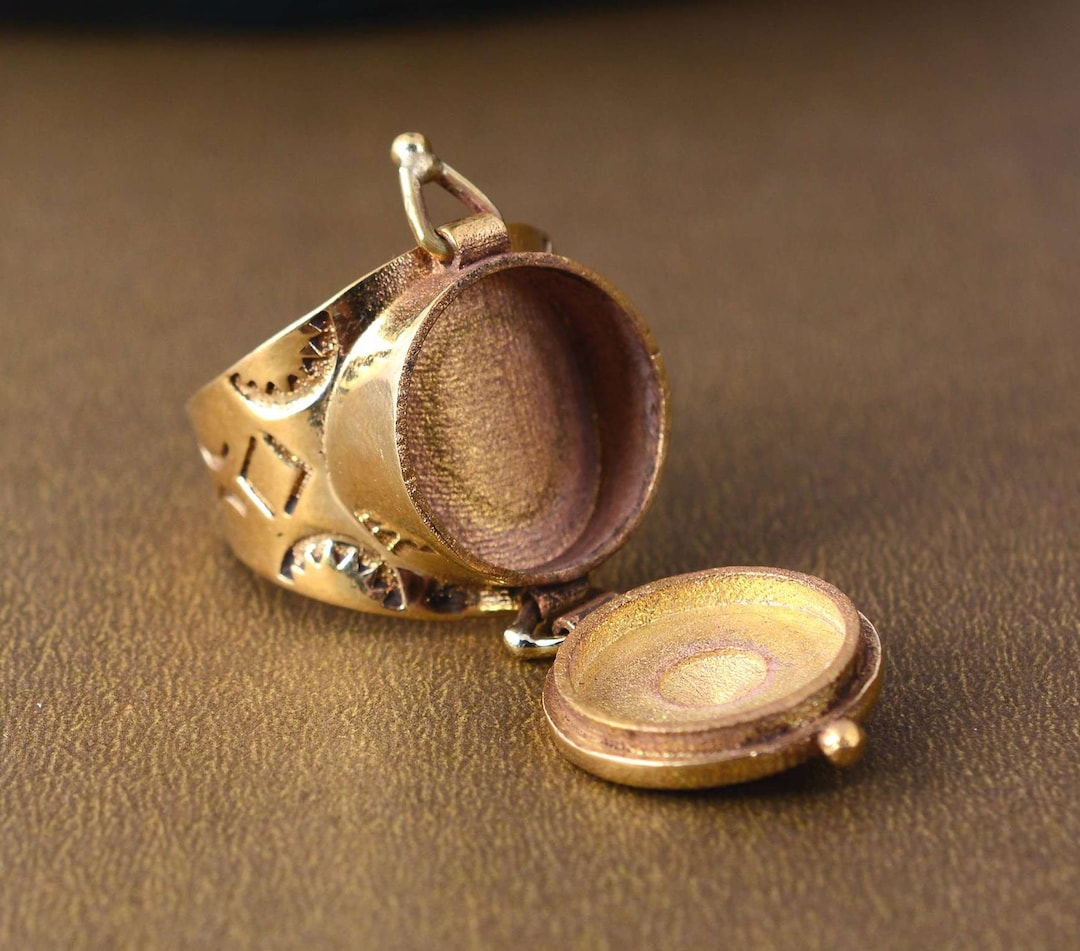 Brass Poison Ring, Secret Box Ring, Poisoner Ring, Handmade Ring, Box ...