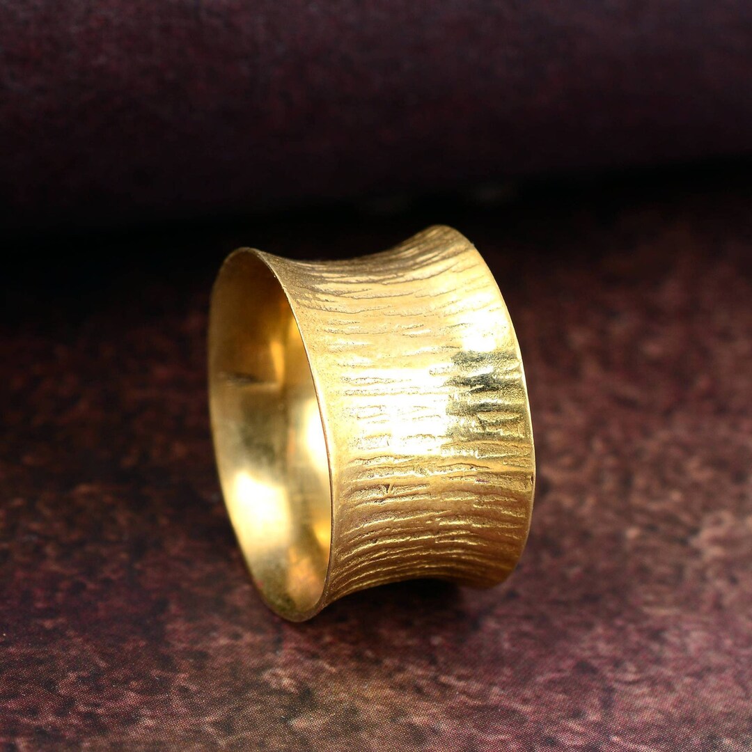 Hammered Ring, Gold Long Ring, Chunky Ring, Large Ring, Cuff Ring, Wide ...