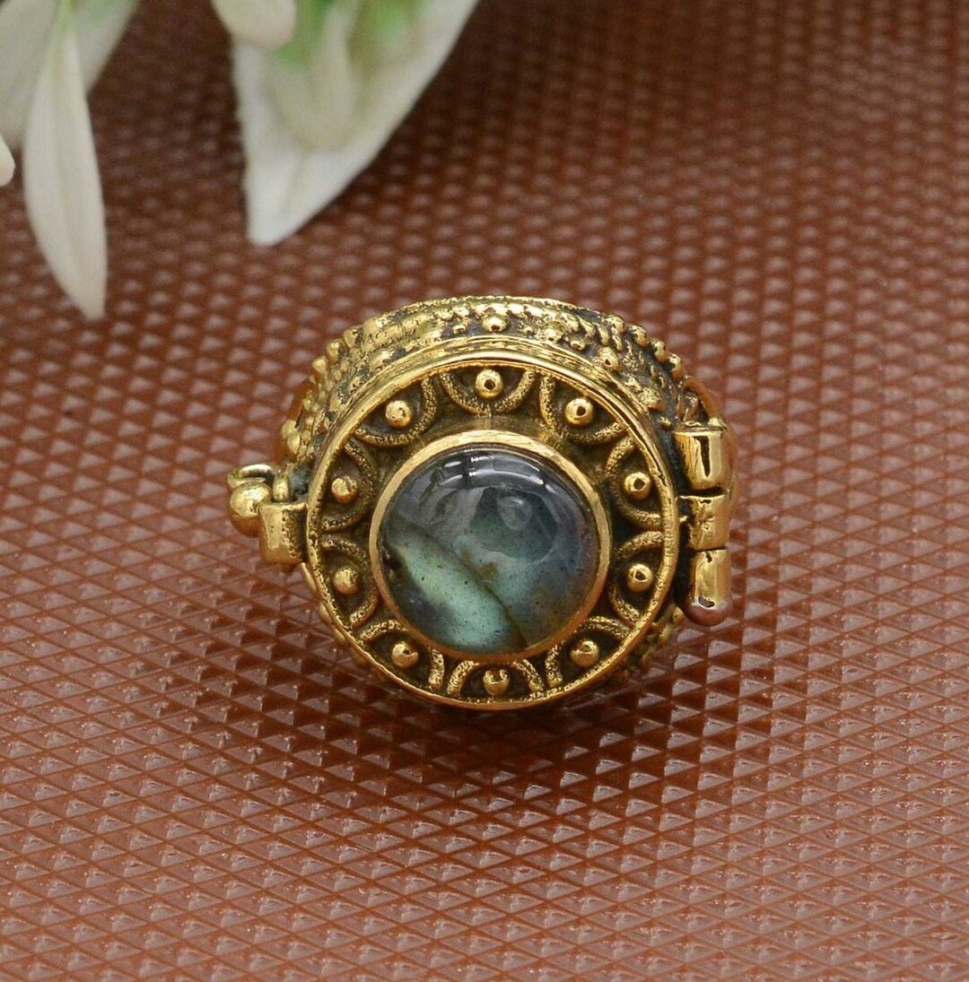 Ethnic Poison Box Ring, Handmade Ring, Pill Box Ring, Vintage Ring ...