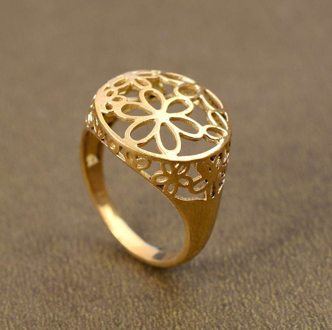 Gold Filigree Ring, Gold Lace Ring, Boho Gold Ring, Vintage Style Ring ...