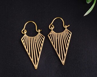 Gold Hoops, Triangle Hoop Earrings, Simple Modern, Geometric - Etsy