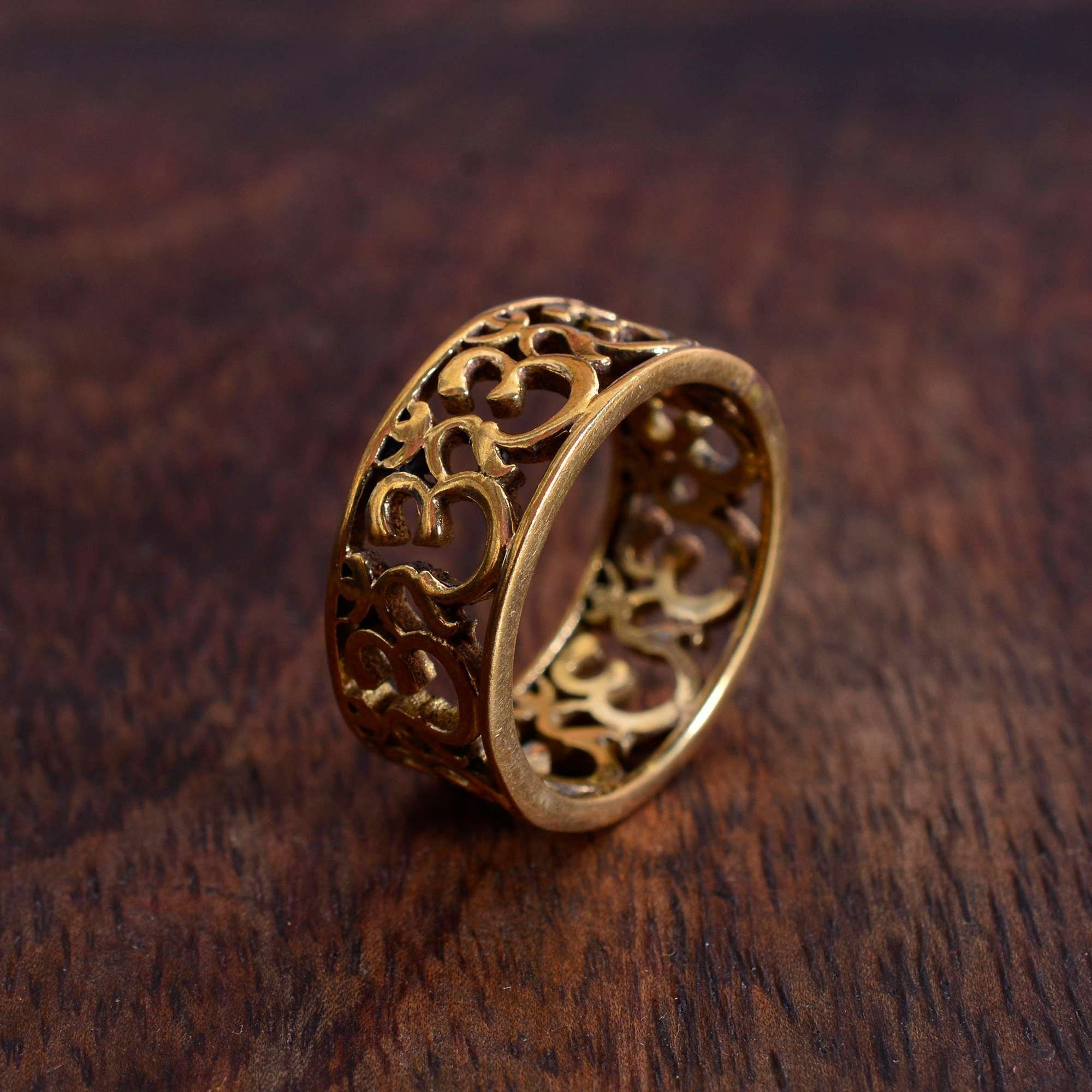 Om Ring Wide Brass Ring Eternity Band Lucky Ring Cut Out - Etsy