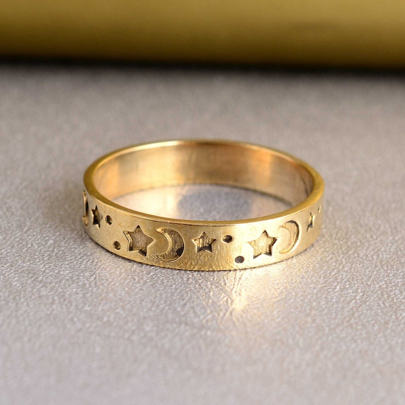 Moon and Stars Ring - Etsy