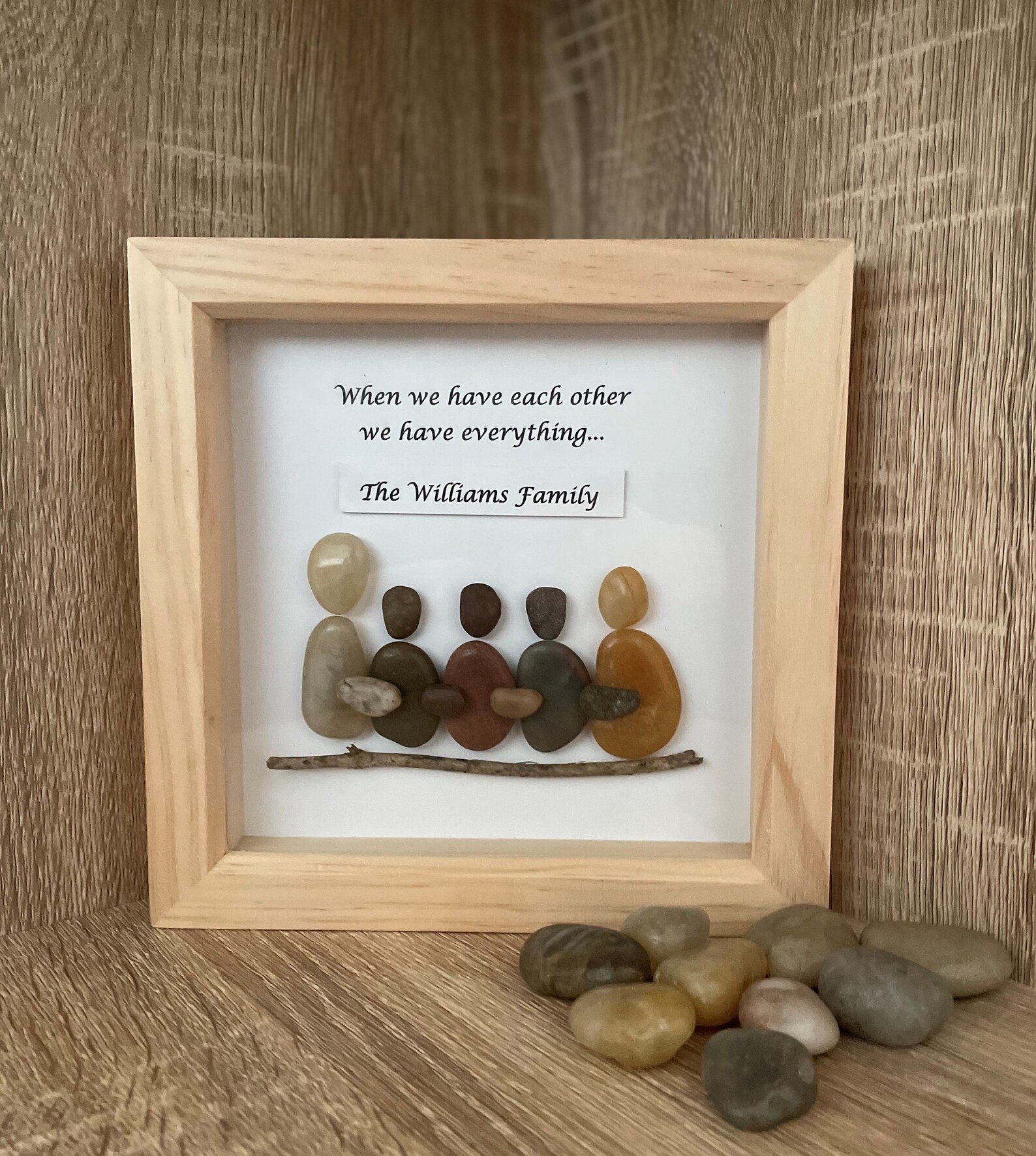 Pebble Family Pebble Art Frame Eco Friendly Supplies Birthday Gift for ...