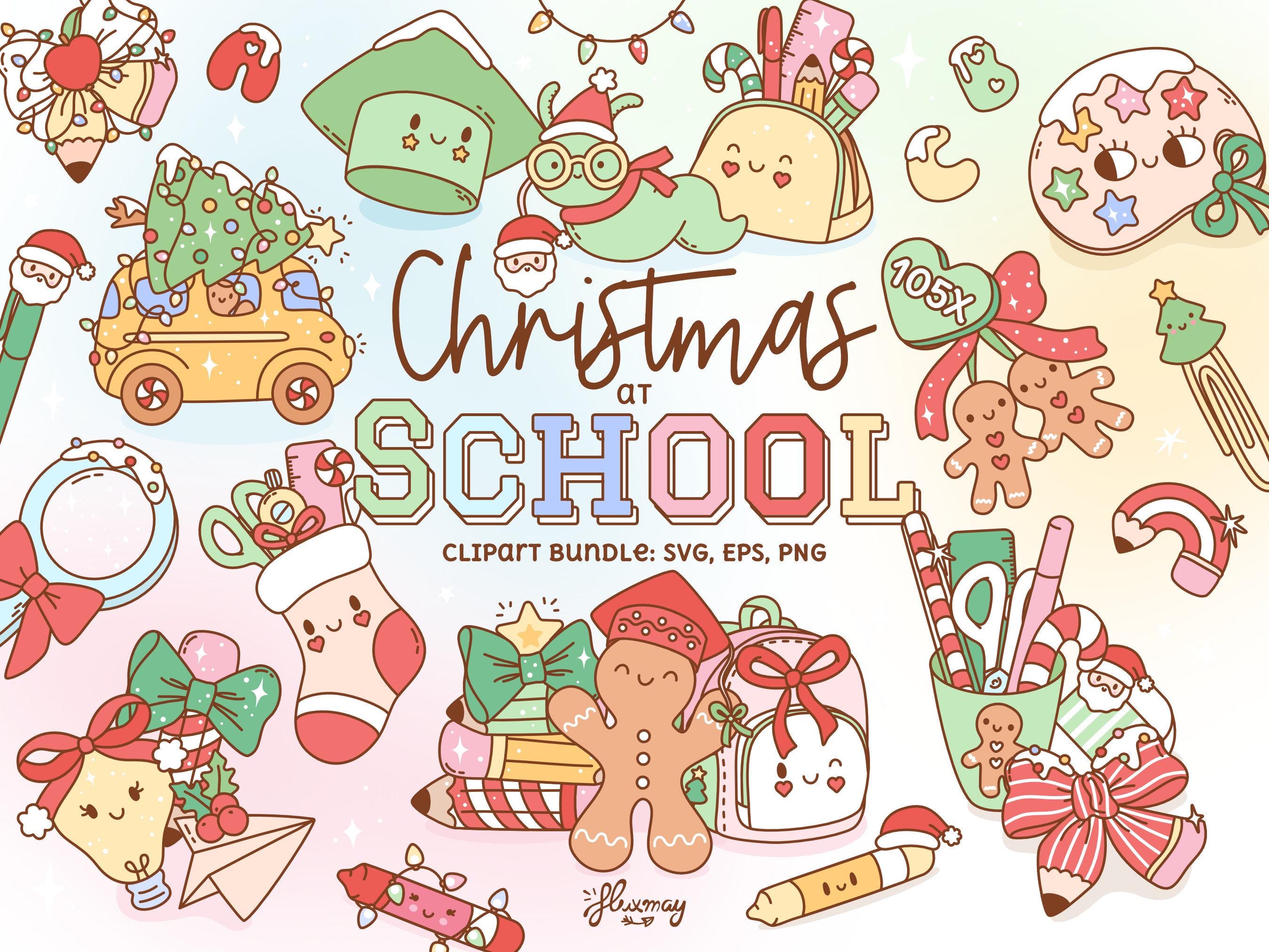 Cute School Christmas Clipart Bundle. for Custom Teacher Gift ...