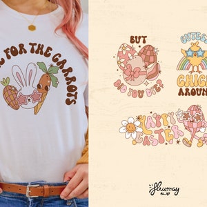 Groovy Retro Easter Huge Sublimation Bundle, Cute Clipart Pack, and T ...