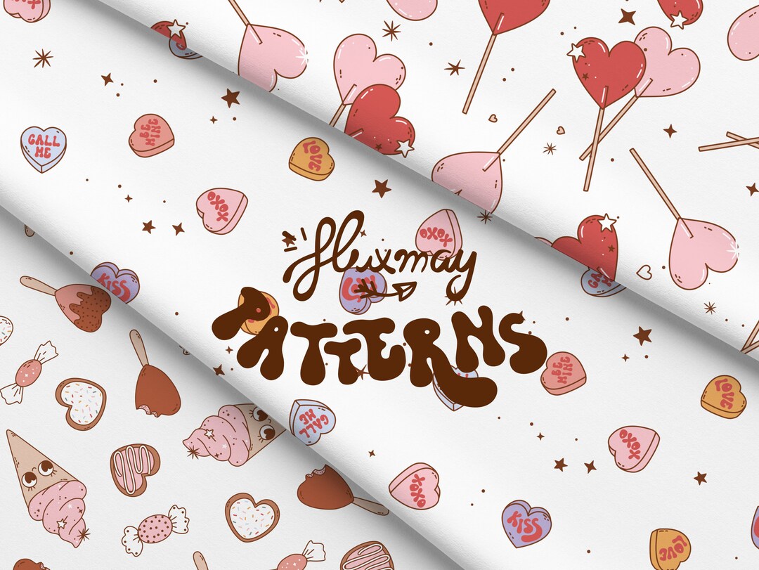 Retro Cute Valentine Digital Paper Bundle, Sweet Seamless Pattern With ...