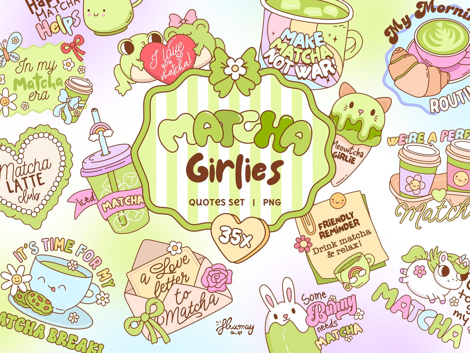 Matcha Girlies PNG Bundle, Matcha Fun Quotes, Coffee Girl Matcha ...
