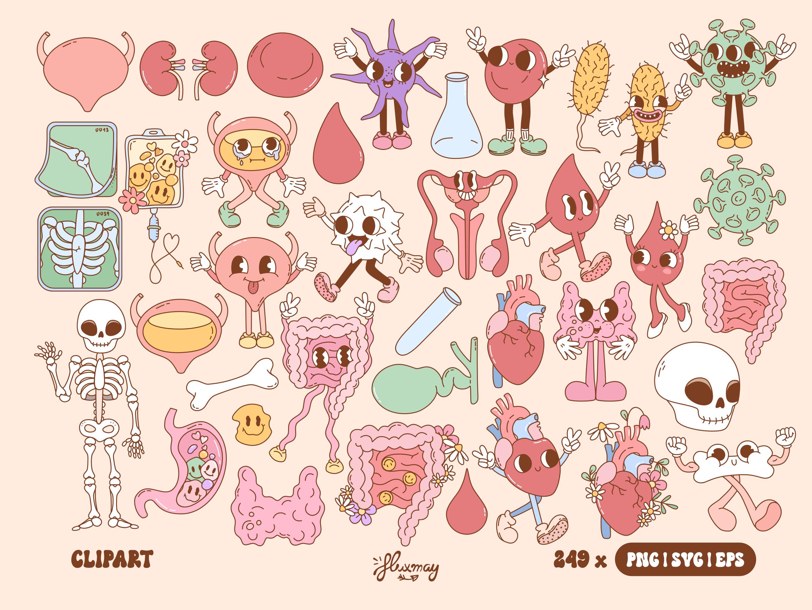 Groovy Retro Nurse Clipart Bundle, Healthcare PNG, SVG, Retro Mental ...