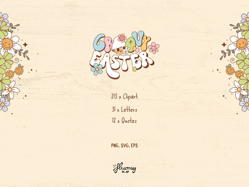 Groovy Retro Easter Huge Sublimation Bundle Cute Clipart - Etsy