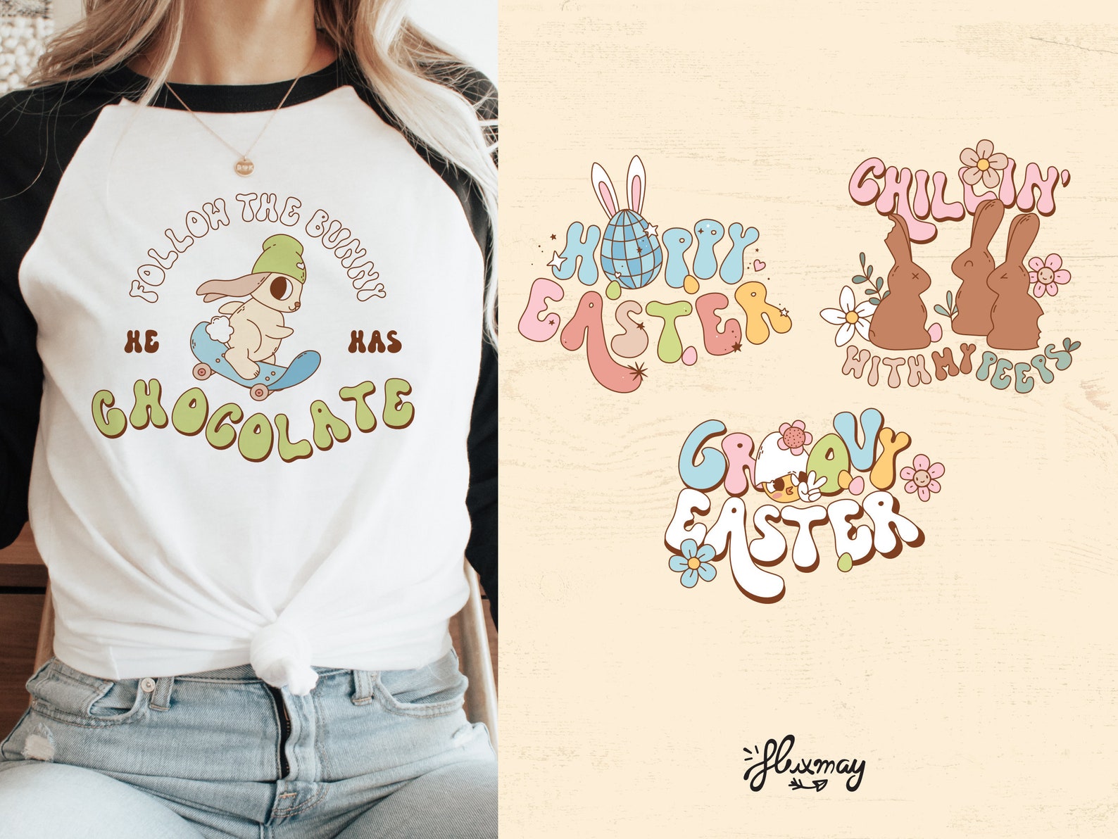 Groovy Retro Easter Huge Sublimation Bundle Cute Clipart - Etsy