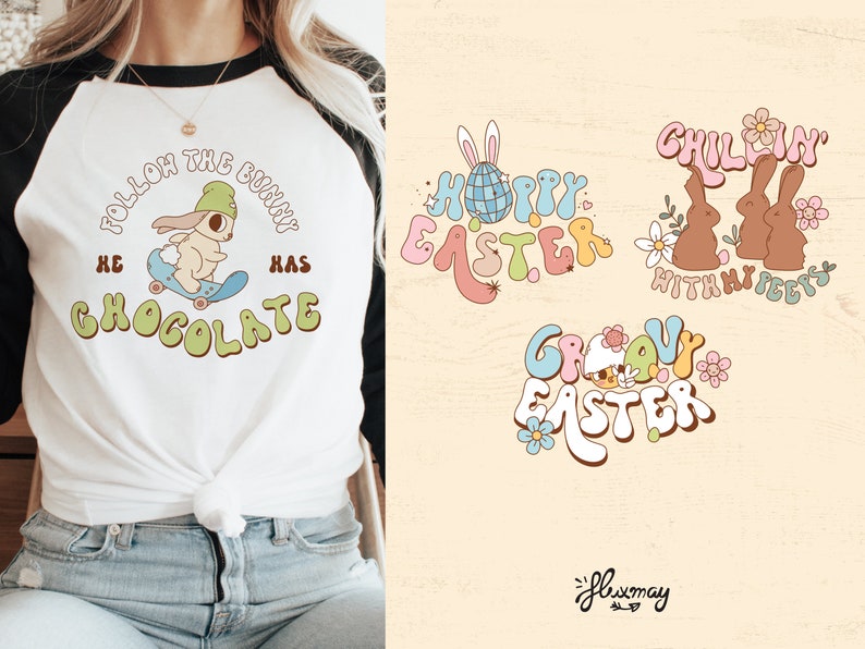 Groovy Retro Easter Huge Sublimation Bundle Cute Clipart - Etsy