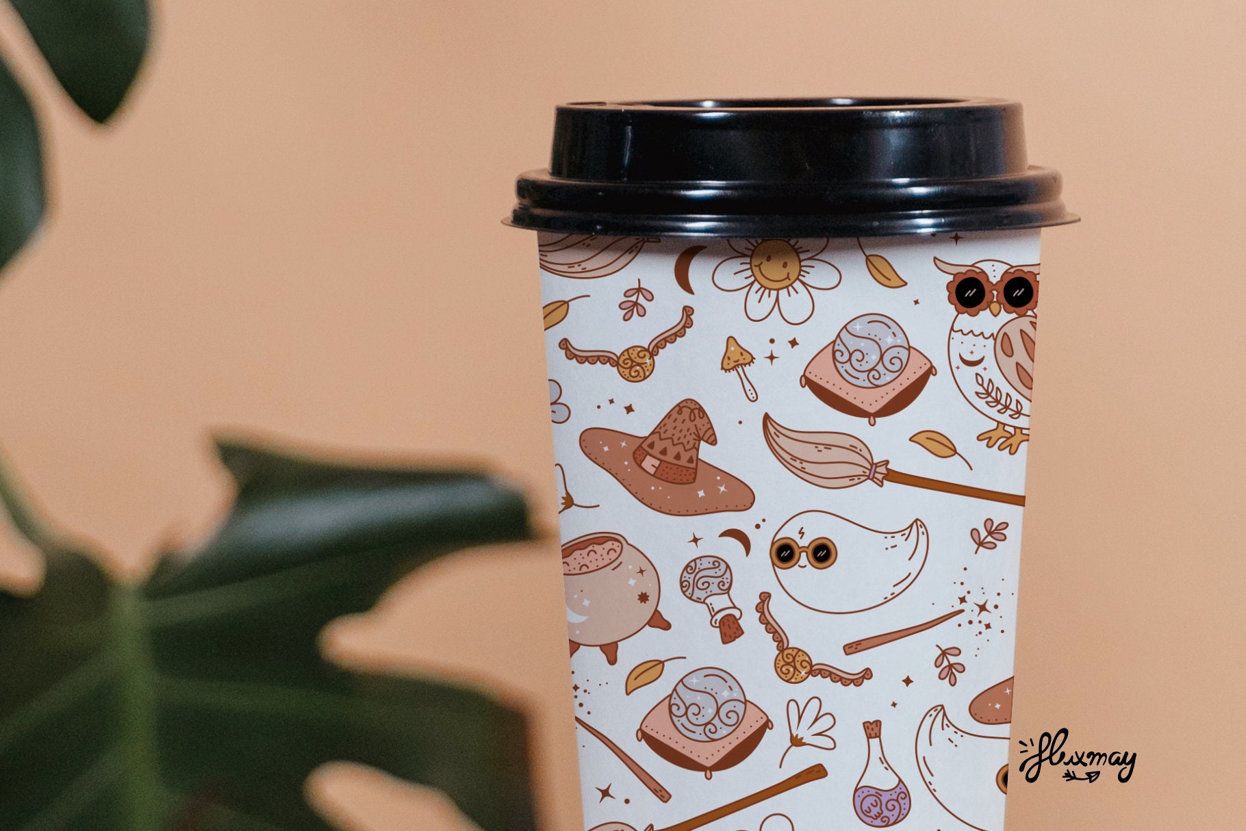 Groovy Retro Halloween Seamless Pattern. Cute Wizard Digital - Etsy