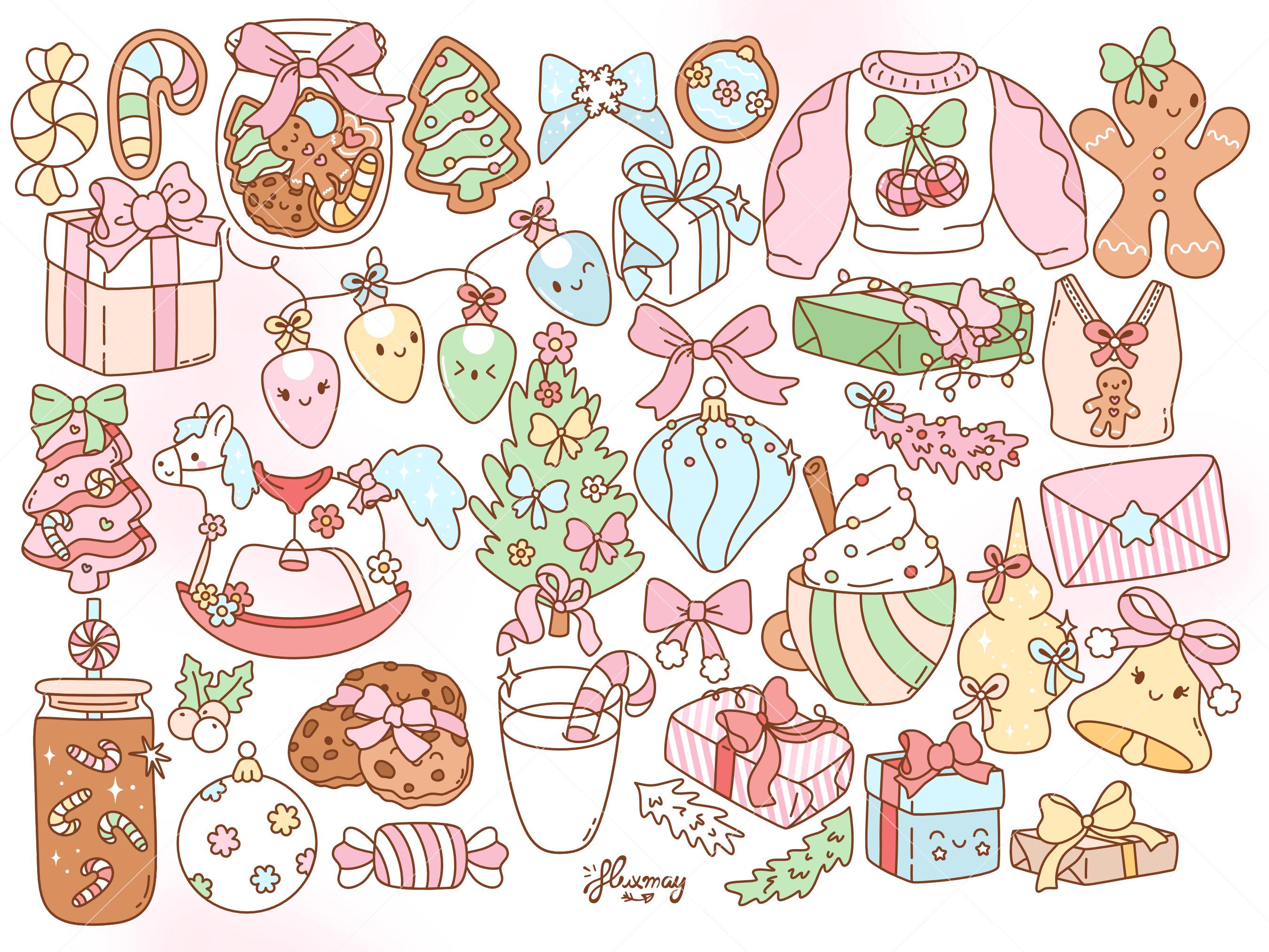 Preppy Coquette Christmas Clipart Bundle. Messy Coquette Christmas ...