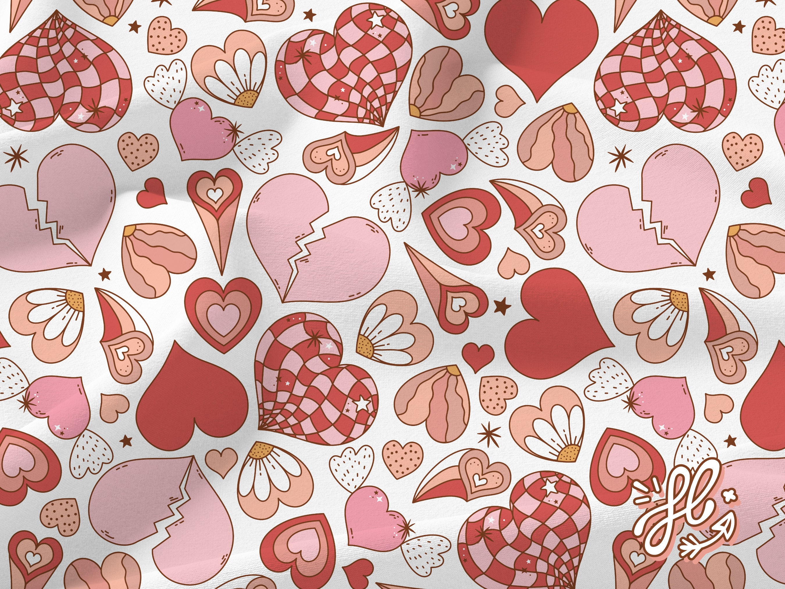 Heart Seamless Repeat Pattern for Fabric Sublimation｜groovy Valentines ...