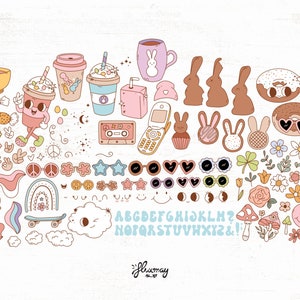 Groovy Retro Easter Huge Sublimation Bundle, Cute Clipart Pack, and T ...