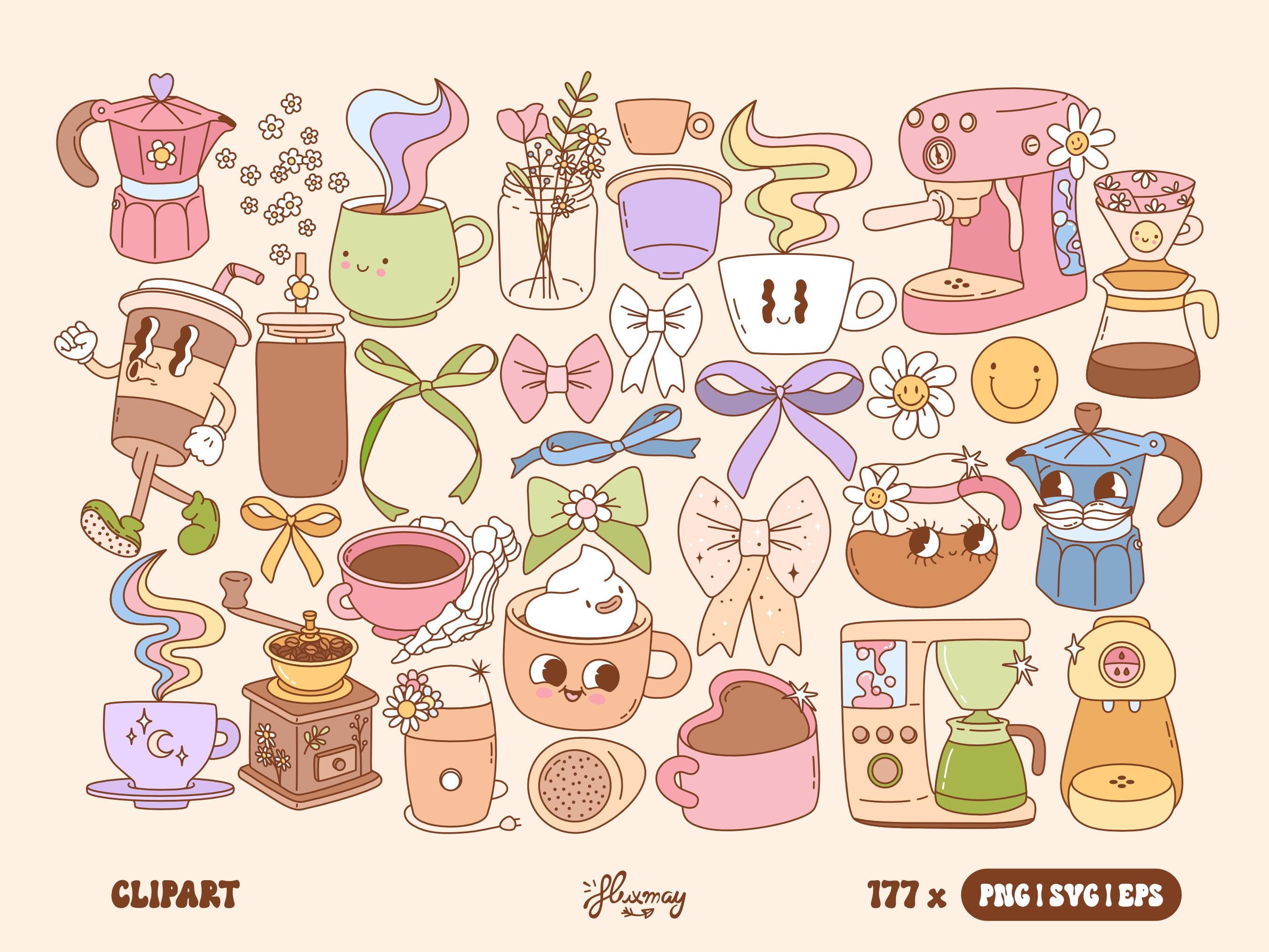 Retro Coffee Clipart Bundle: Groovy Barista PNG SVG (digital Download ...