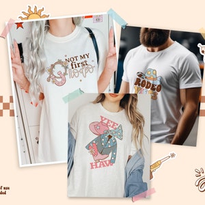 Groovy Western Retro Clipart Bundle, Positive Vibes Vector Set, Cowboys ...