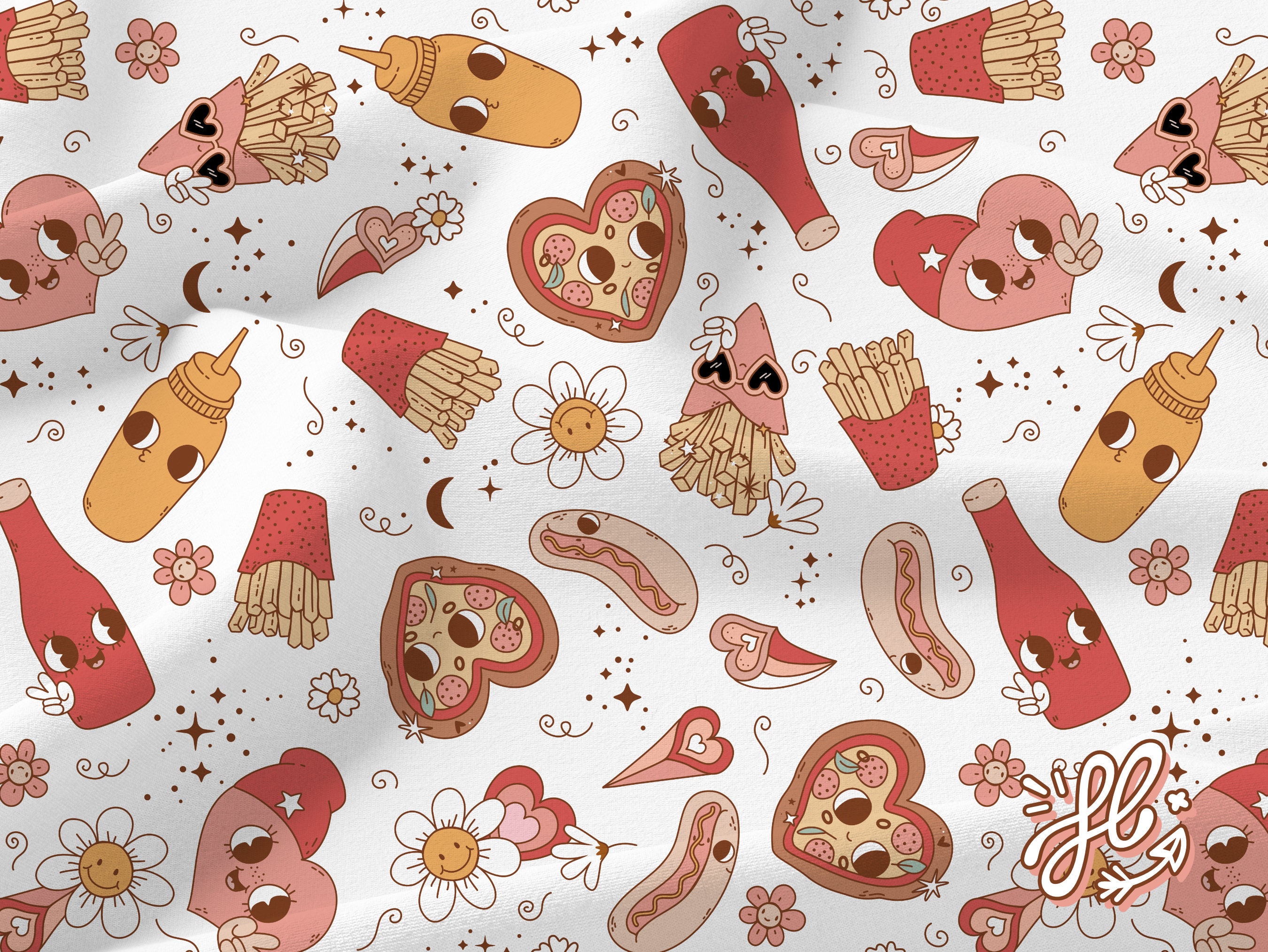 Heart Seamless Repeat Pattern for Fabric Sublimation｜groovy Valentines ...