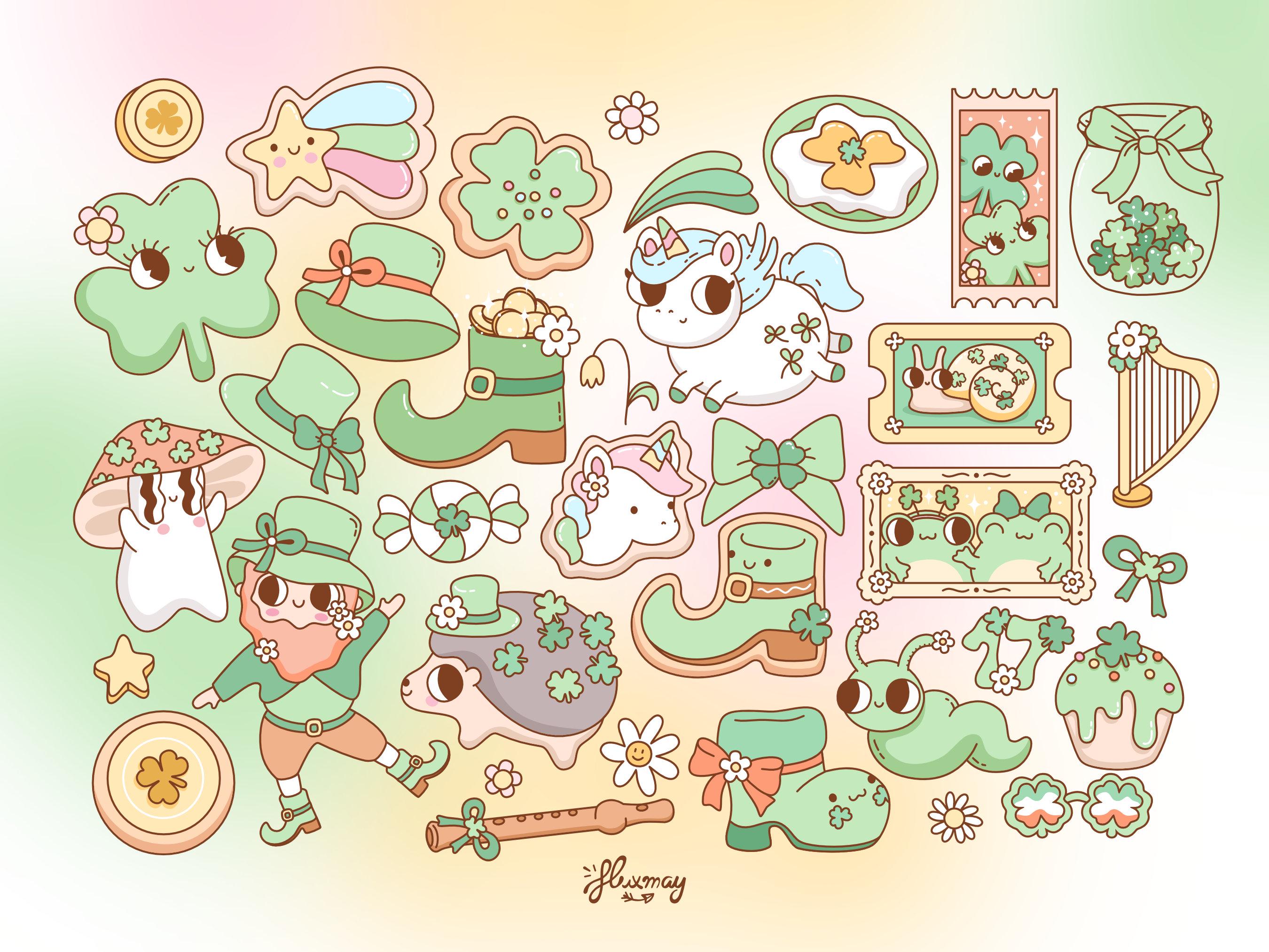 Cute St. Patrick's Day Clipart Bundle: Retro Groovy Irish Holiday Saint ...