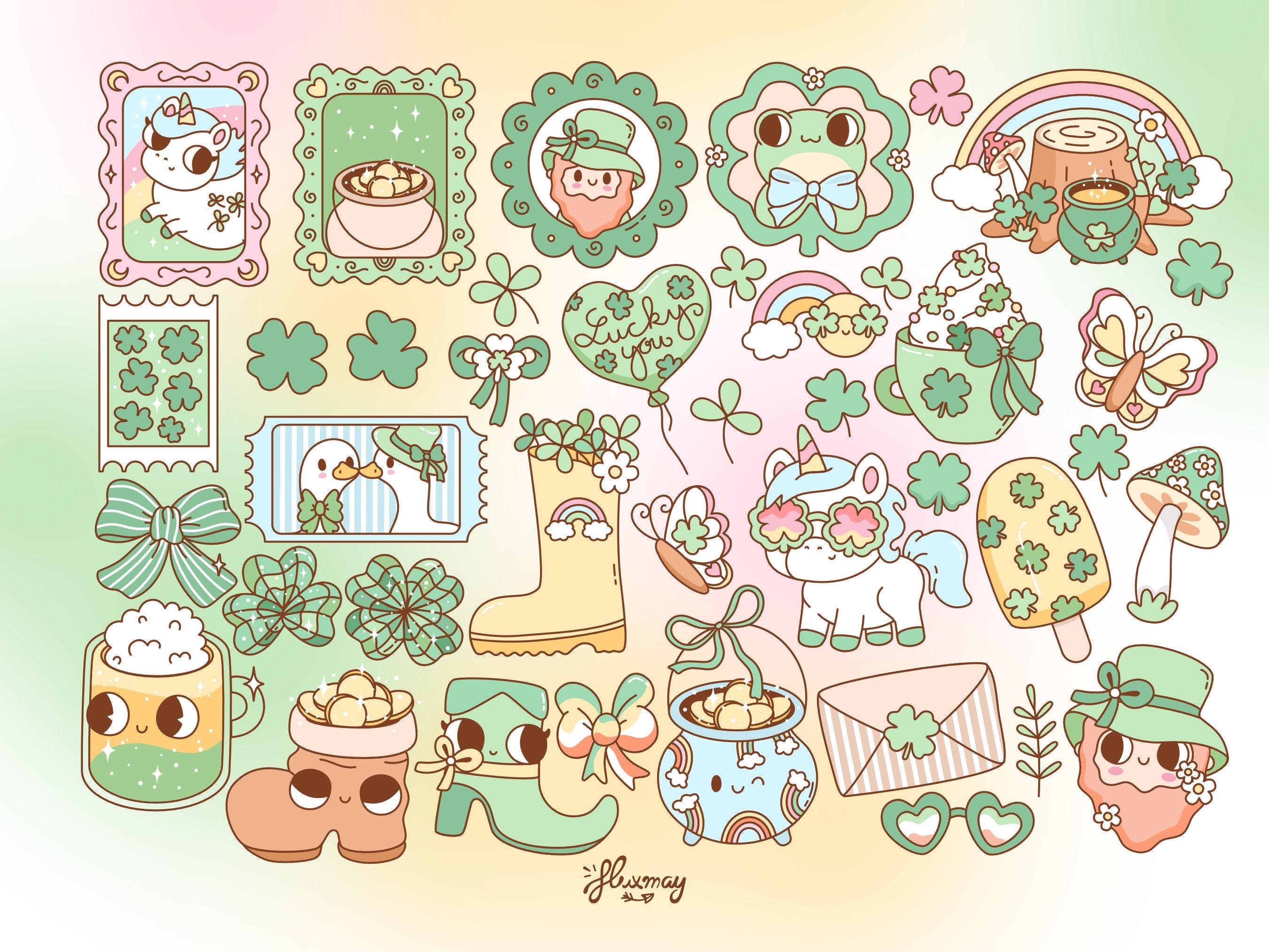 Cute St. Patrick's Day Clipart Bundle: Retro Groovy Irish Holiday Saint ...